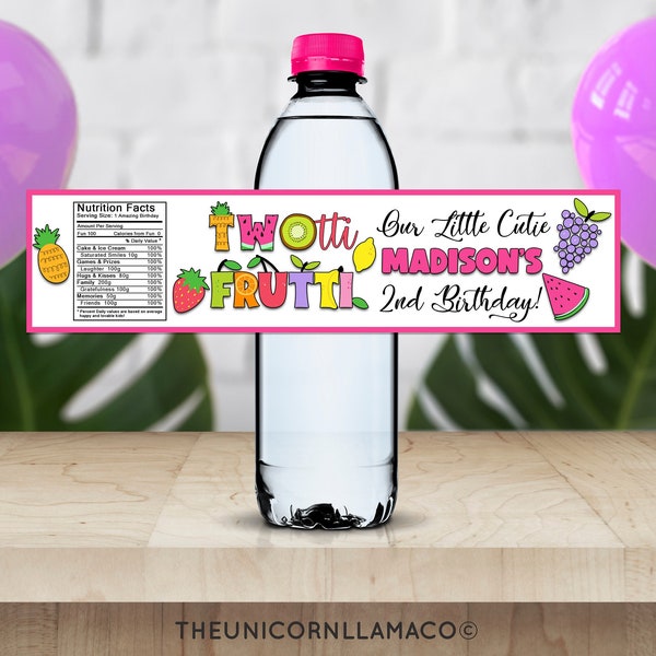 Tutti Frutti Water Bottle Labels - Etsy