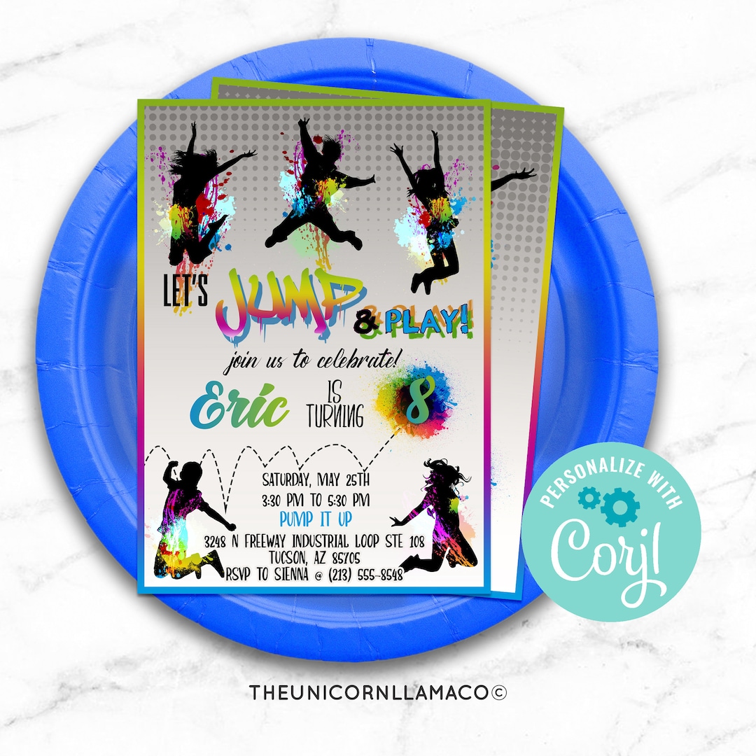 EDITABLE Jump Invitation Jump Party Jump Invite Jump Birthday Printable ...