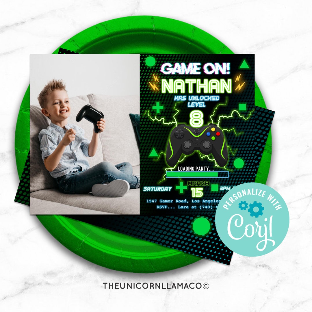 EDITABLE Video Game Party Invitation Printable Gamer Birthday Invite