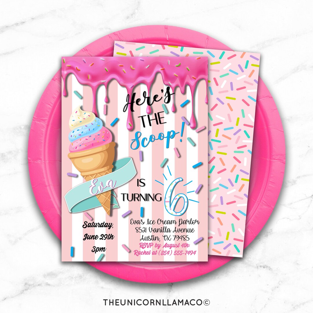 Ice Cream Invitation Ice Cream Party Ice Cream Invite Ice - Etsy