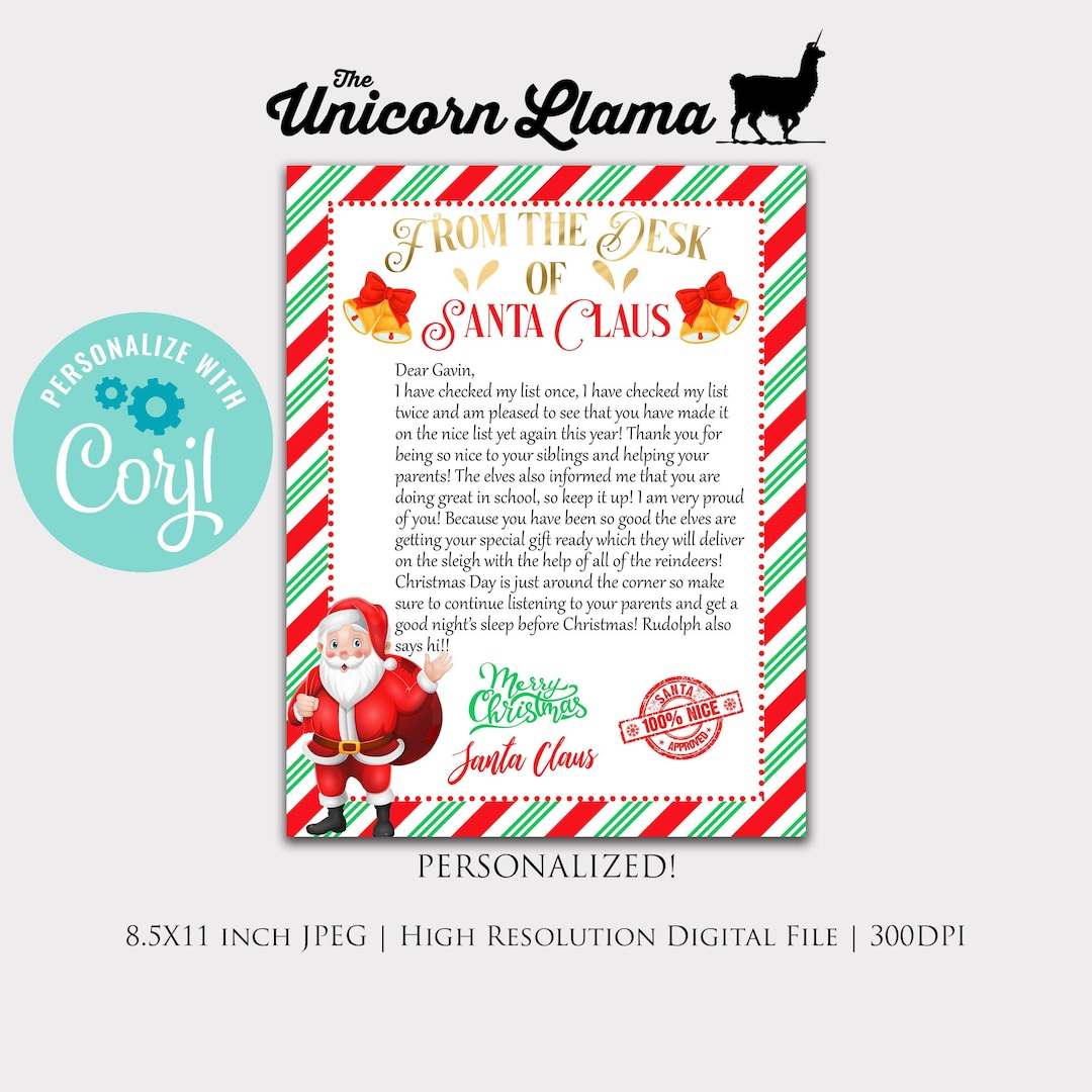 EDITABLE Santa Claus Letter Elf Christmas Personalizable Printables ...