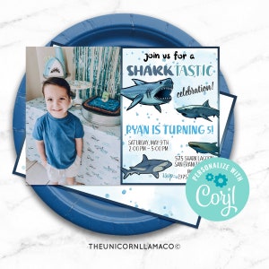 EDITABLE Shark Picture Invitation, Sharktastic Party, Under the Sea ...