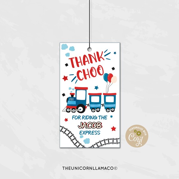 Train Thank You Tags - Etsy