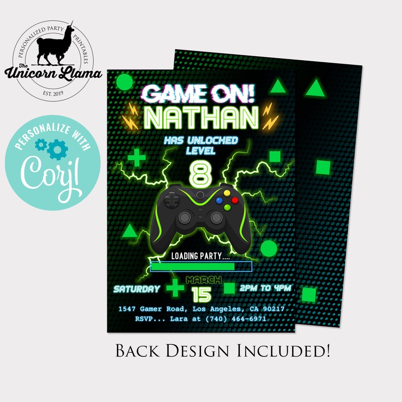 EDITABLE Video Game Party Invitation Printable Gamer Birthday - Etsy