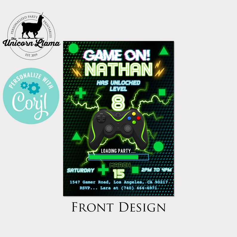 EDITABLE Video Game Party Invitation Printable Gamer Birthday - Etsy