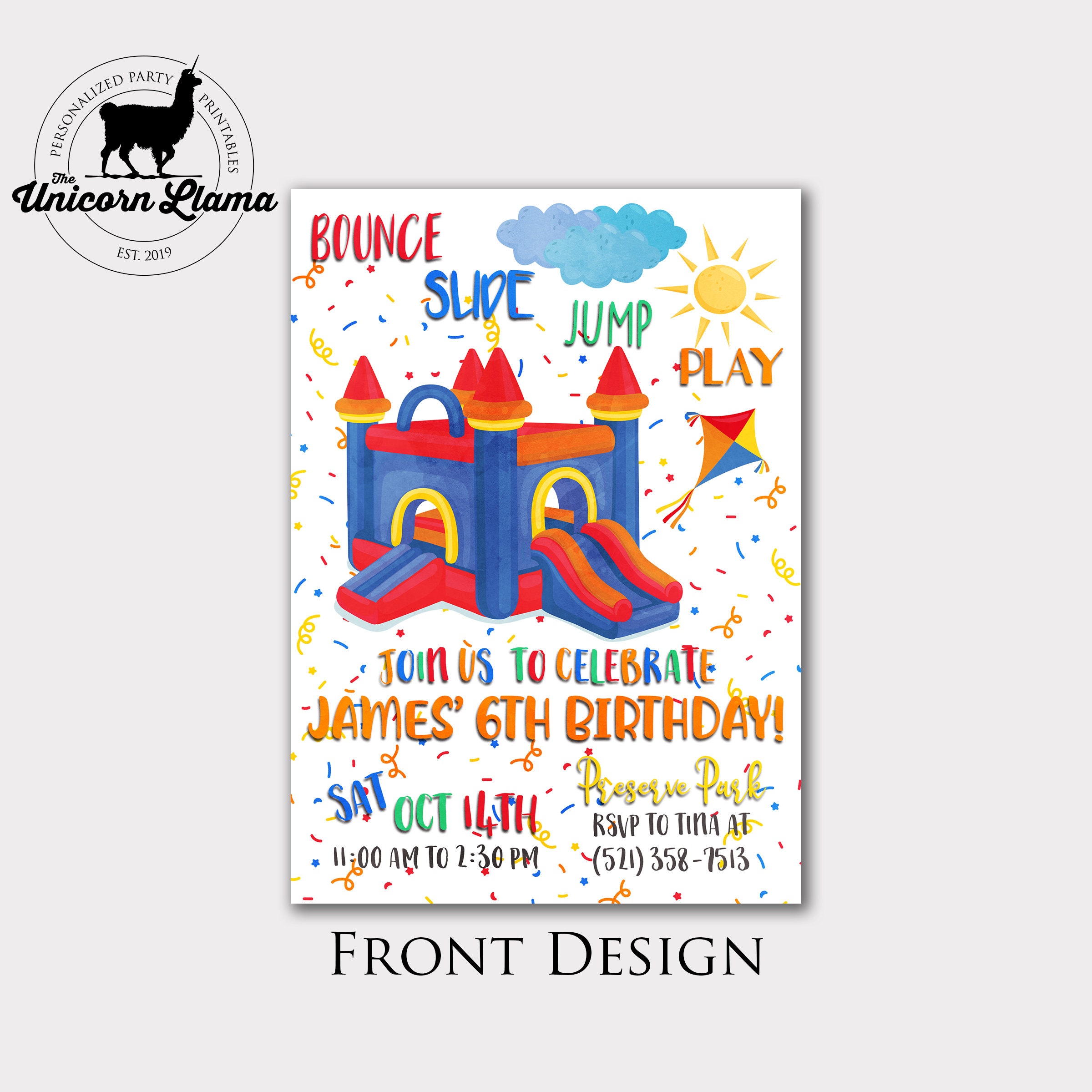 Bounce House Invitation Backyard Party Park Invite Boy | Etsy