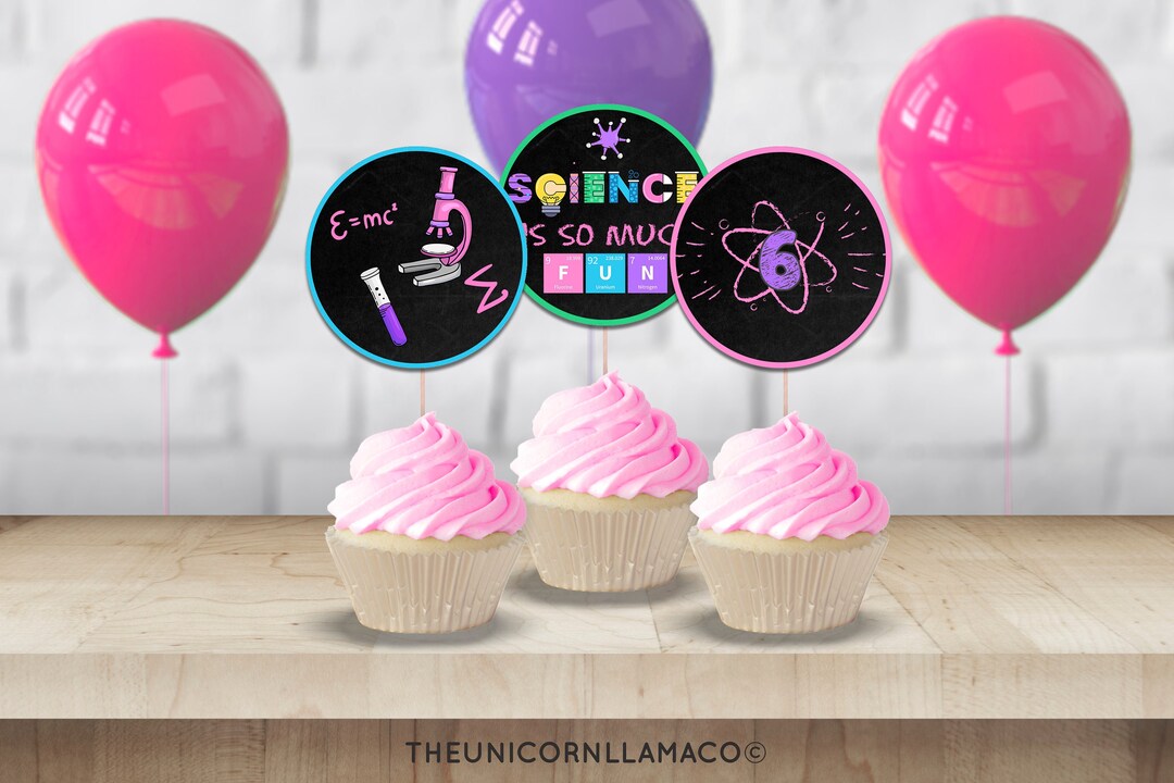 Science Cupcake Toppers, Science Experiment Gastgeschenke, Science Lab ...