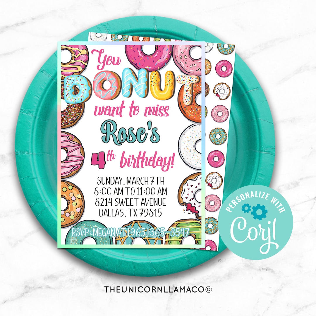 EDITABLE Donut Invitation, Donuts Party, Donuts Invite, Donut Birthday ...