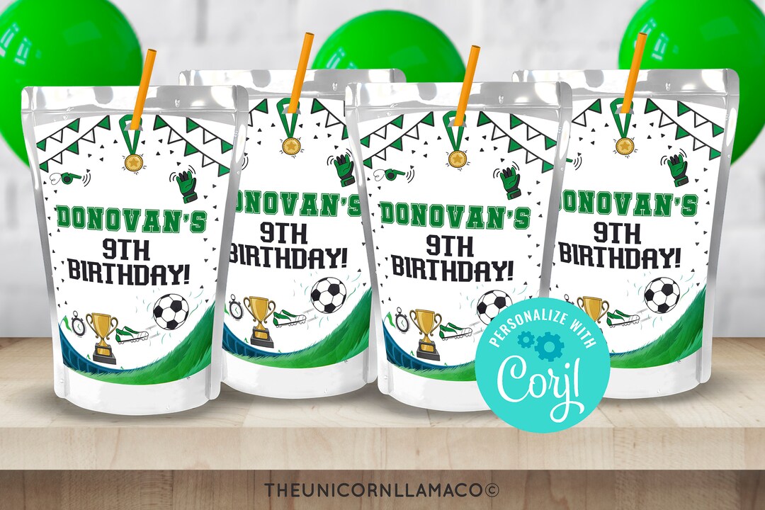 EDITABLE Soccer Party Capri Sun Sports Personalized Outdoor Park Party ...