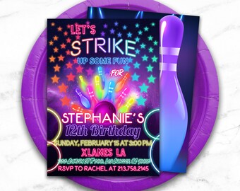Cosmic Bowling Invitation - Etsy