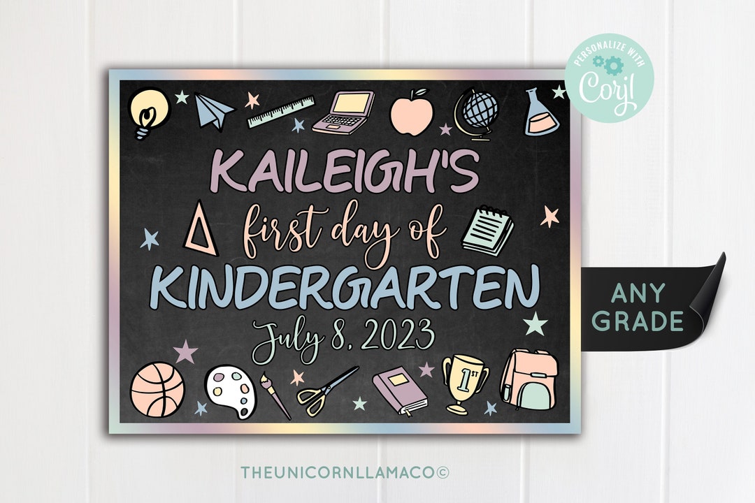 EDITABLE Girl First Day of School Chalkboard Sign ANY GRADE ...