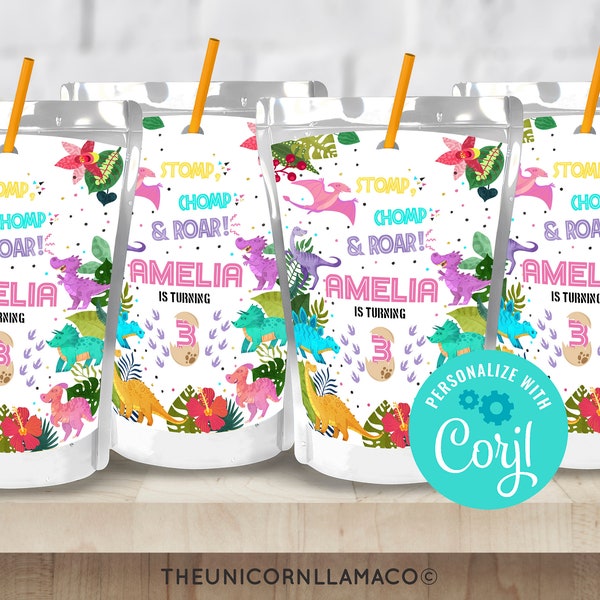 Dinosaur Capri Sun Template Girl - Etsy