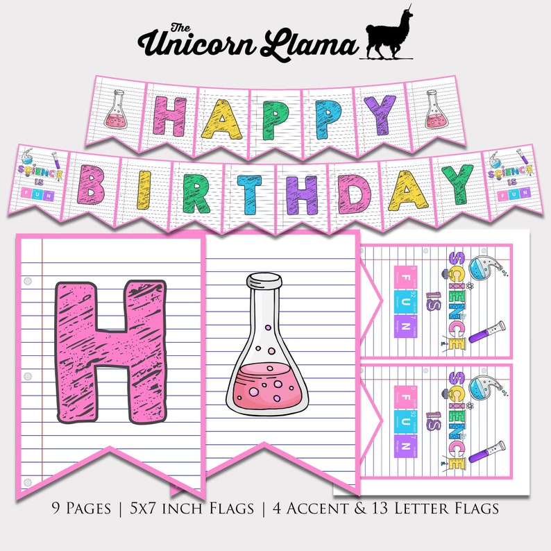 Science Banner Laboratory Happy Birthday Banner Science - Etsy