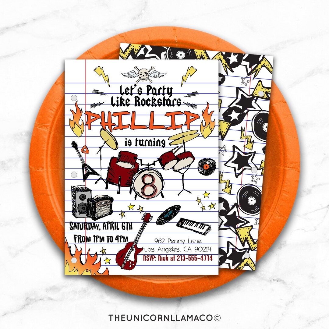 Rockstar Invitation, Rockstar Party, Rockstar Invite, Rockstar Birthday ...