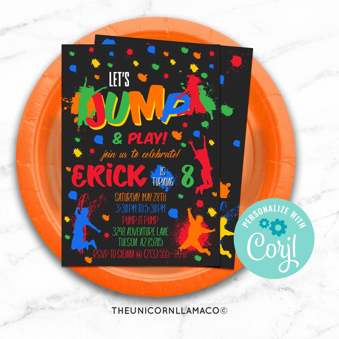EDITABLE Jump Invitation Jump Party Jump Invite Jump Birthday Printable ...