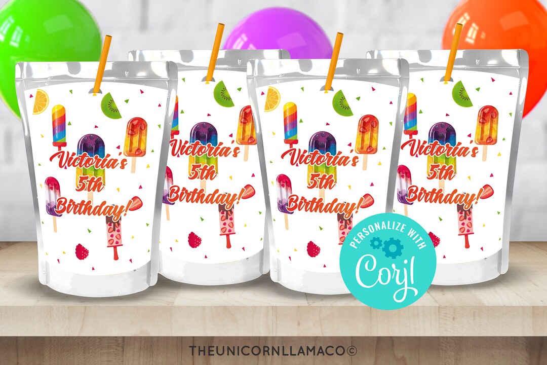 EDITABLE Popsicle Capri Sun Personalized Summer Juice Pouch Backyard ...
