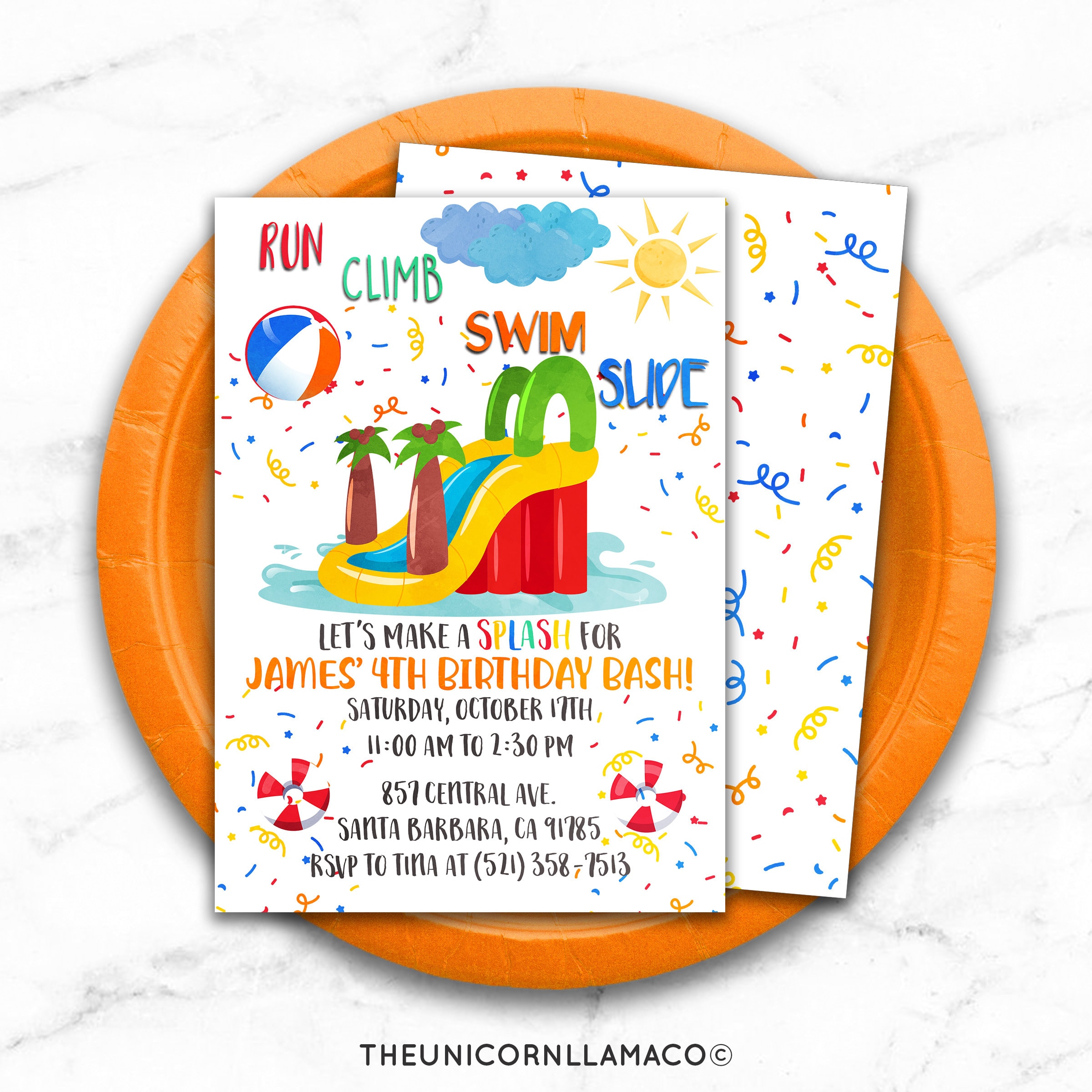 Water Slide Invitation Backyard Party Park Invite Boy - Etsy