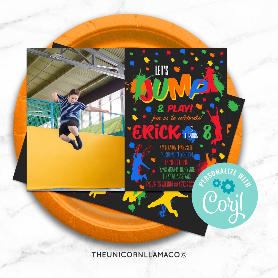 EDITABLE Jump Picture Invitation Jump Party Jump Invite Jump Birthday ...