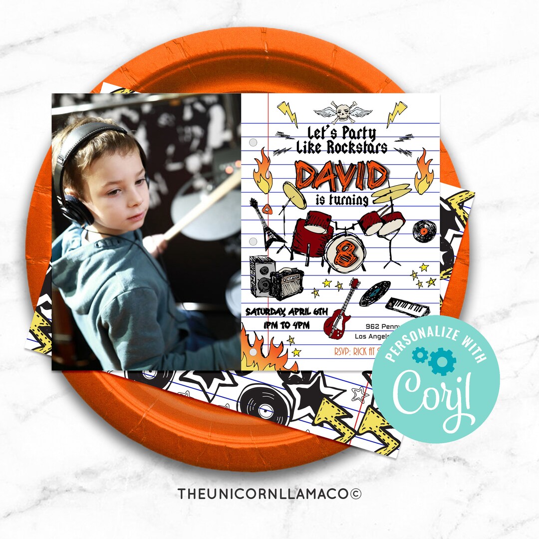 EDITABLE Rockstar Picture Invitation Rockstar Party Rockstar Invite ...