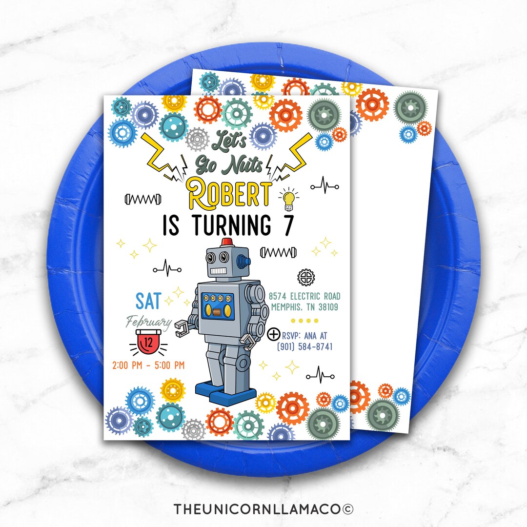 Robot Invitation Robot Party Retro Robot Invite Vintage - Etsy