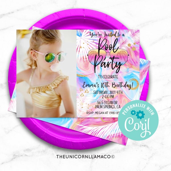 80s Pool Party Invite - Etsy