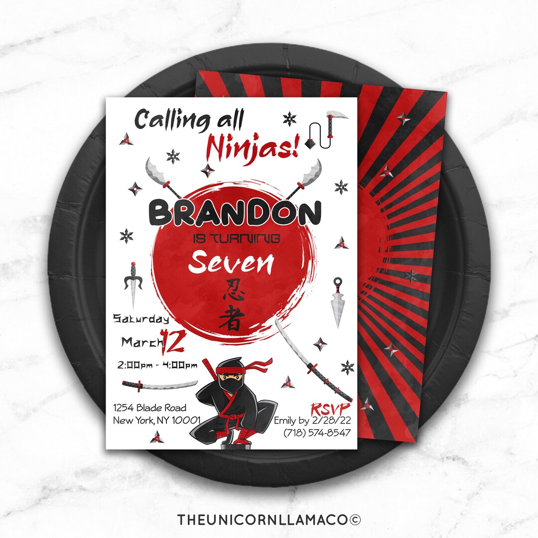 Ninja Invitation, Ninjas Birthday Invitation, Ninja Party, Ninja ...
