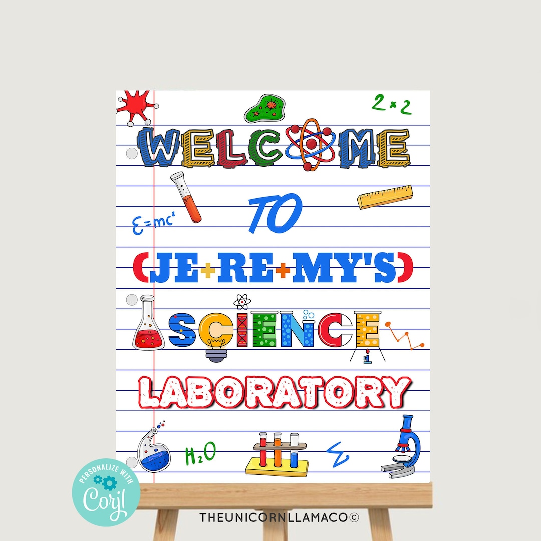 EDITABLE Science Paper Welcome Sign Laboratory Party Experiment ...