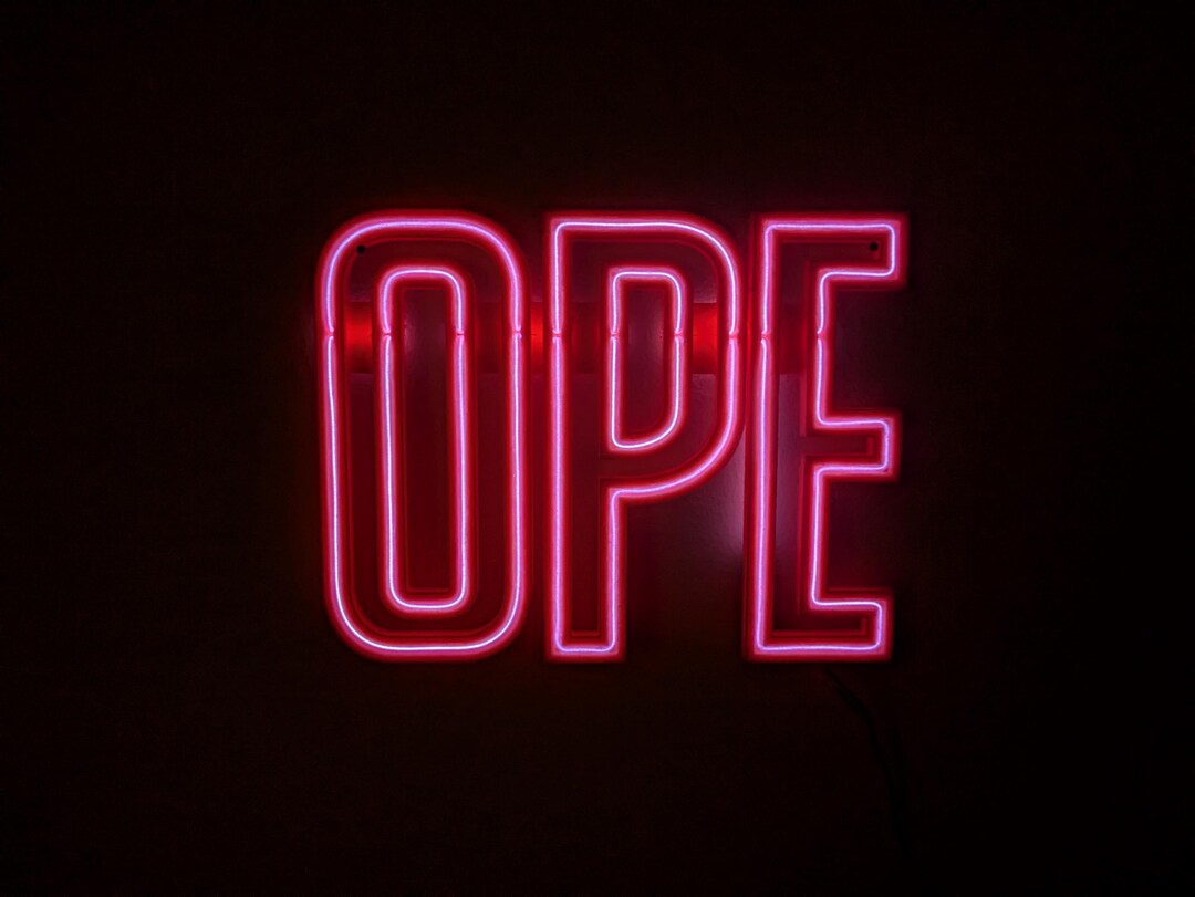 Battery Operated EL Wire Neon "ope" Sign With 3 Light Modes and 3 Color ...