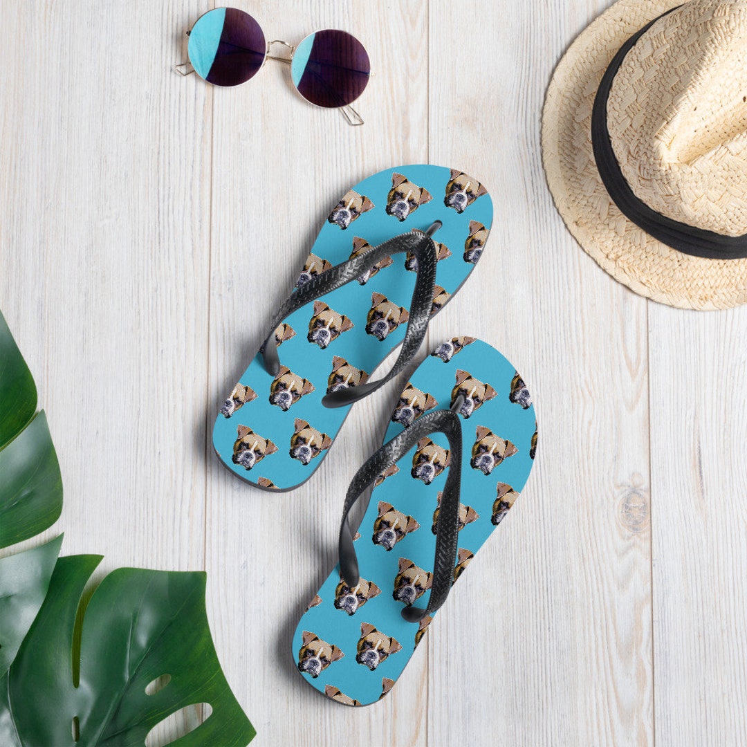 Boxer Dog Flip-flops: Summer Slippers With Black Straps - Etsy