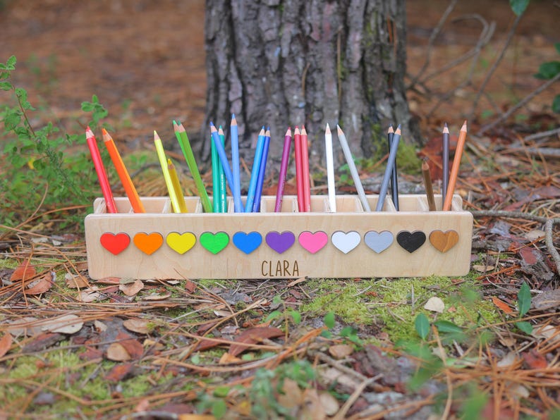 Pen Hero Hearts, Wooden Pen Holder, Personalized Pen Holder, Back to ...