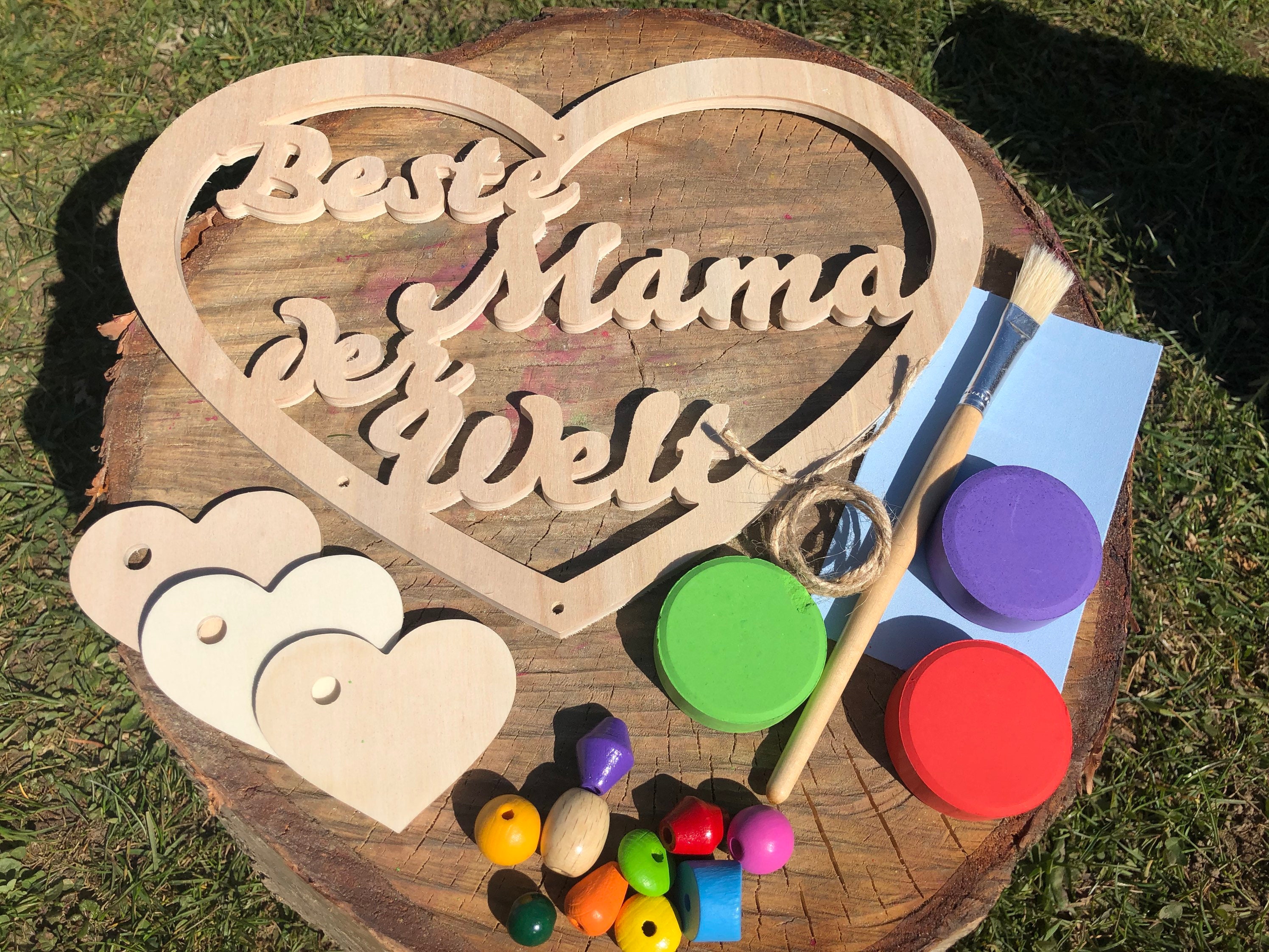DIY Craft Set Mama Heart Made of Wood - Etsy UK