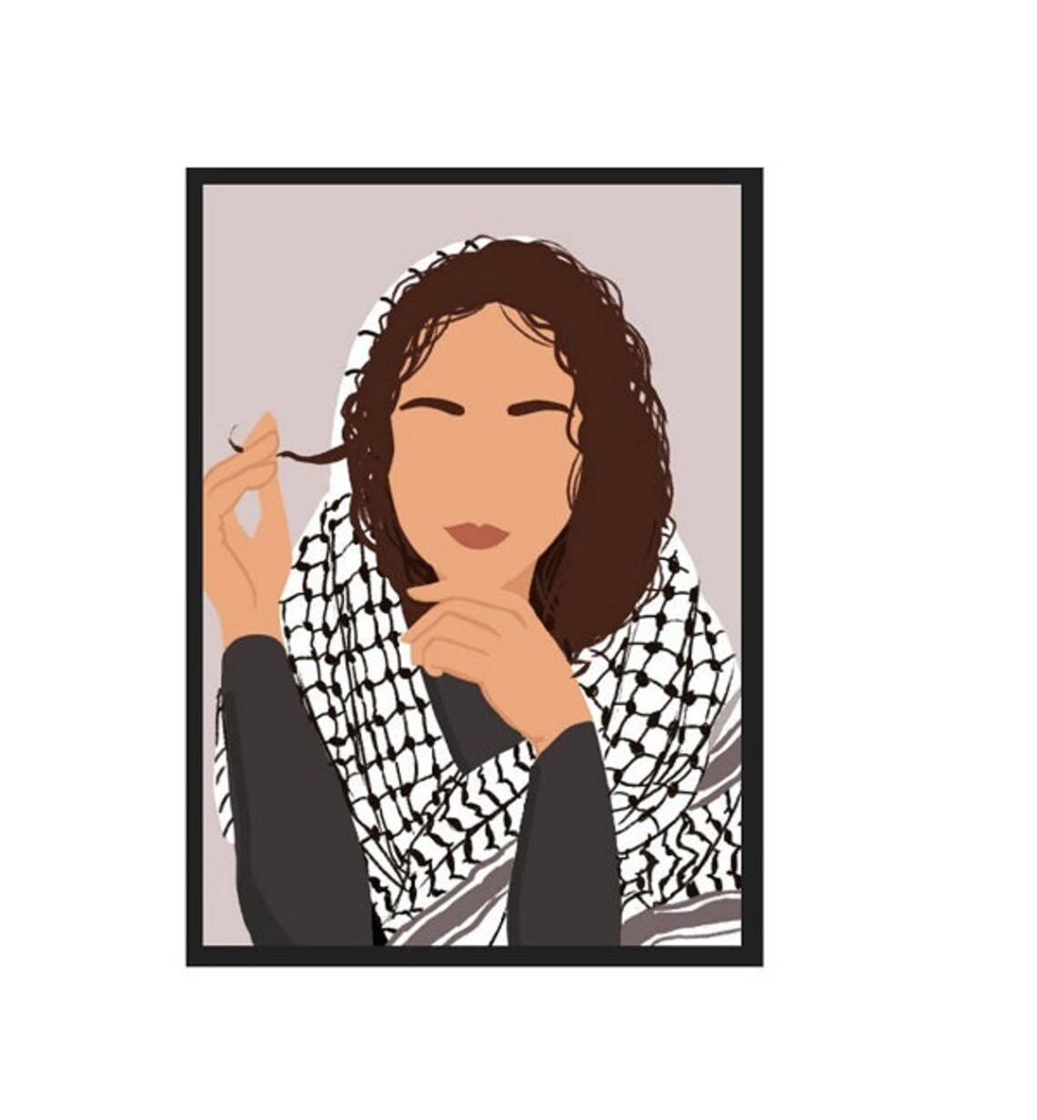 Arab Woman Art, Kufiyah Art, Palestine Print, Abstract Woman Print - Etsy