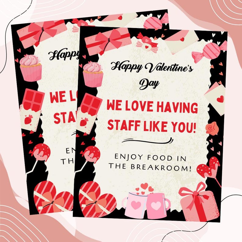 Valentines Day Staff Sign | February Staff Food Event Table | Thank You ...