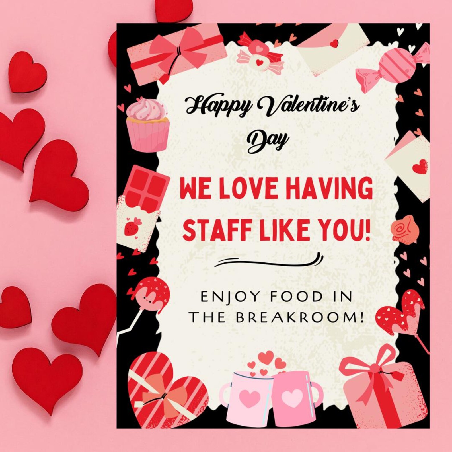 Valentines Day Staff Sign | February Staff Food Event Table | Thank You ...
