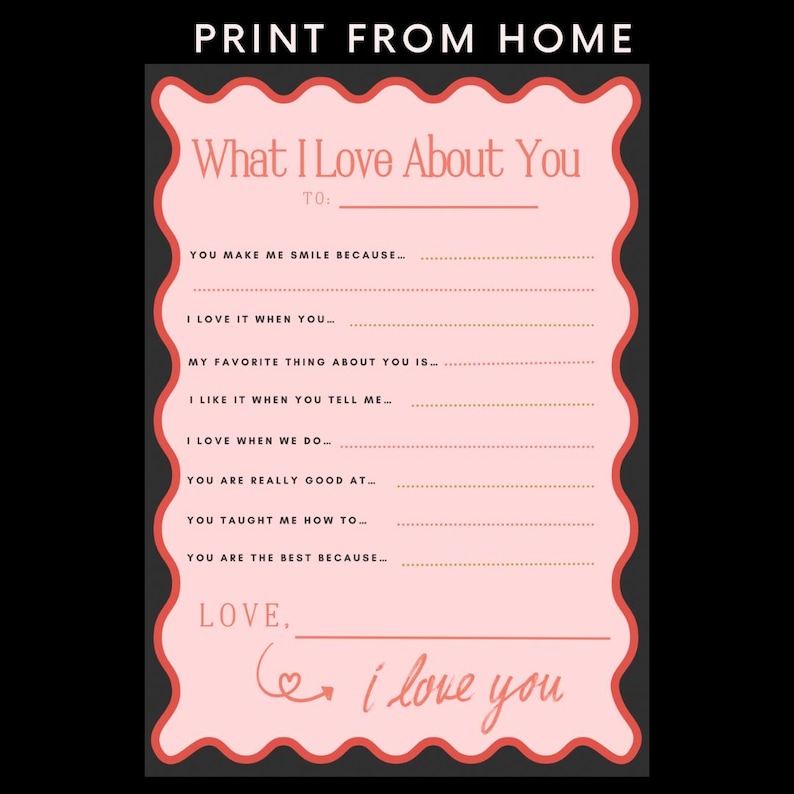 I Love You Because, What I Love Printable Card | Girlfriend Boyfriend ...