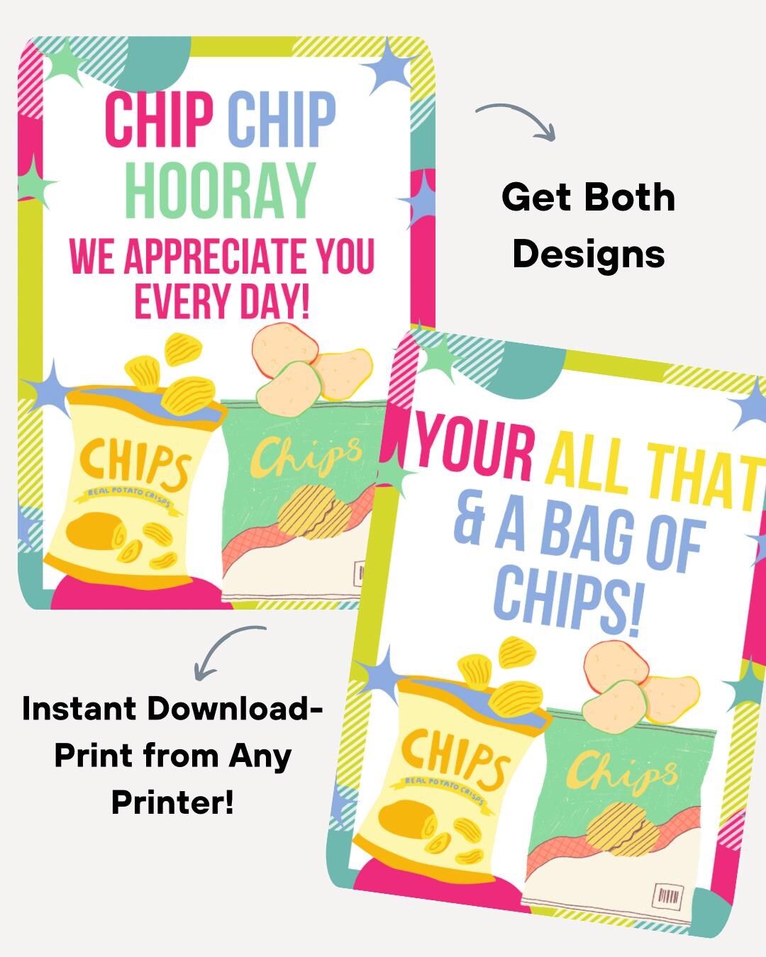 Chips Staff Sign | All That and a Bag of Chips | Chip Hooray | Thank ...