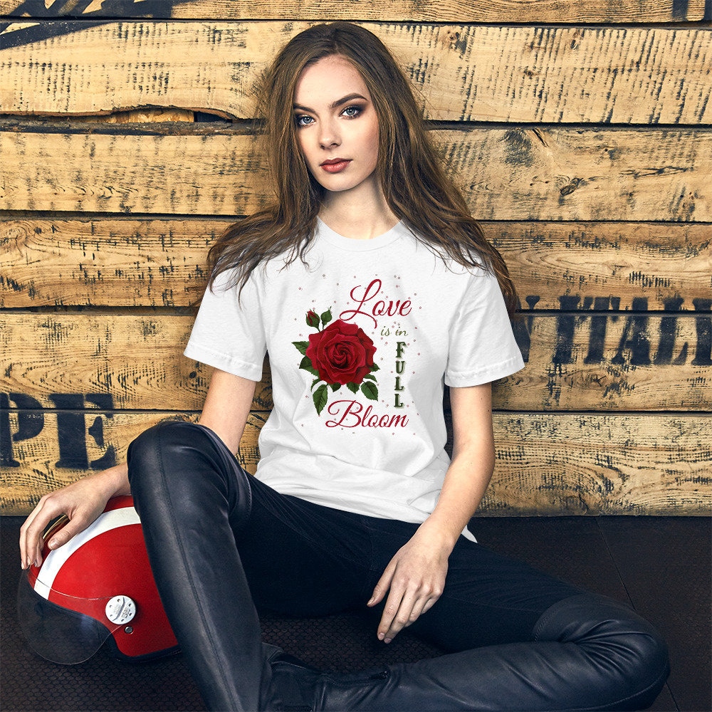 Women's Floral Apparel Red Rose Shirt Love is in Full | Etsy