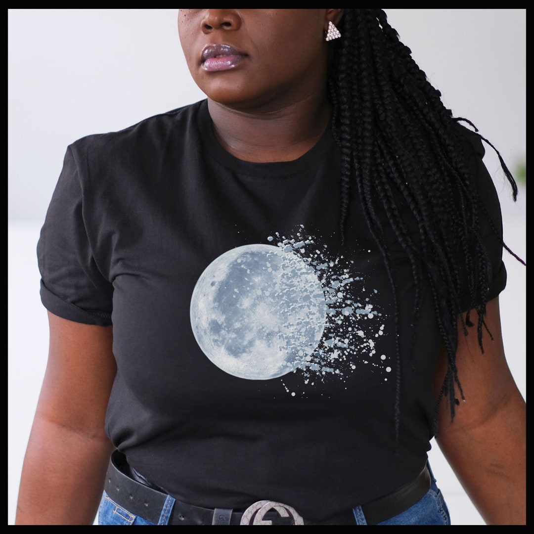 Full Moon T-shirt, Moon Shirt, Unique Moon Graphic Tee, Celestial Moon ...