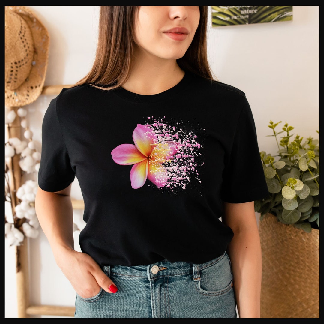 Plumeria Shirt, Hawaiian Island Tropical Flower Shirt, Women's Hawaii T-shirt, Floral Tshirt ...