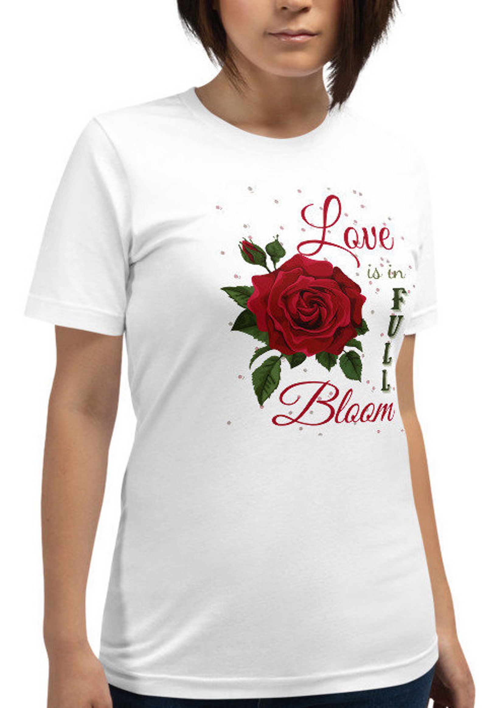Women's Floral Apparel Red Rose Shirt Love is in Full | Etsy