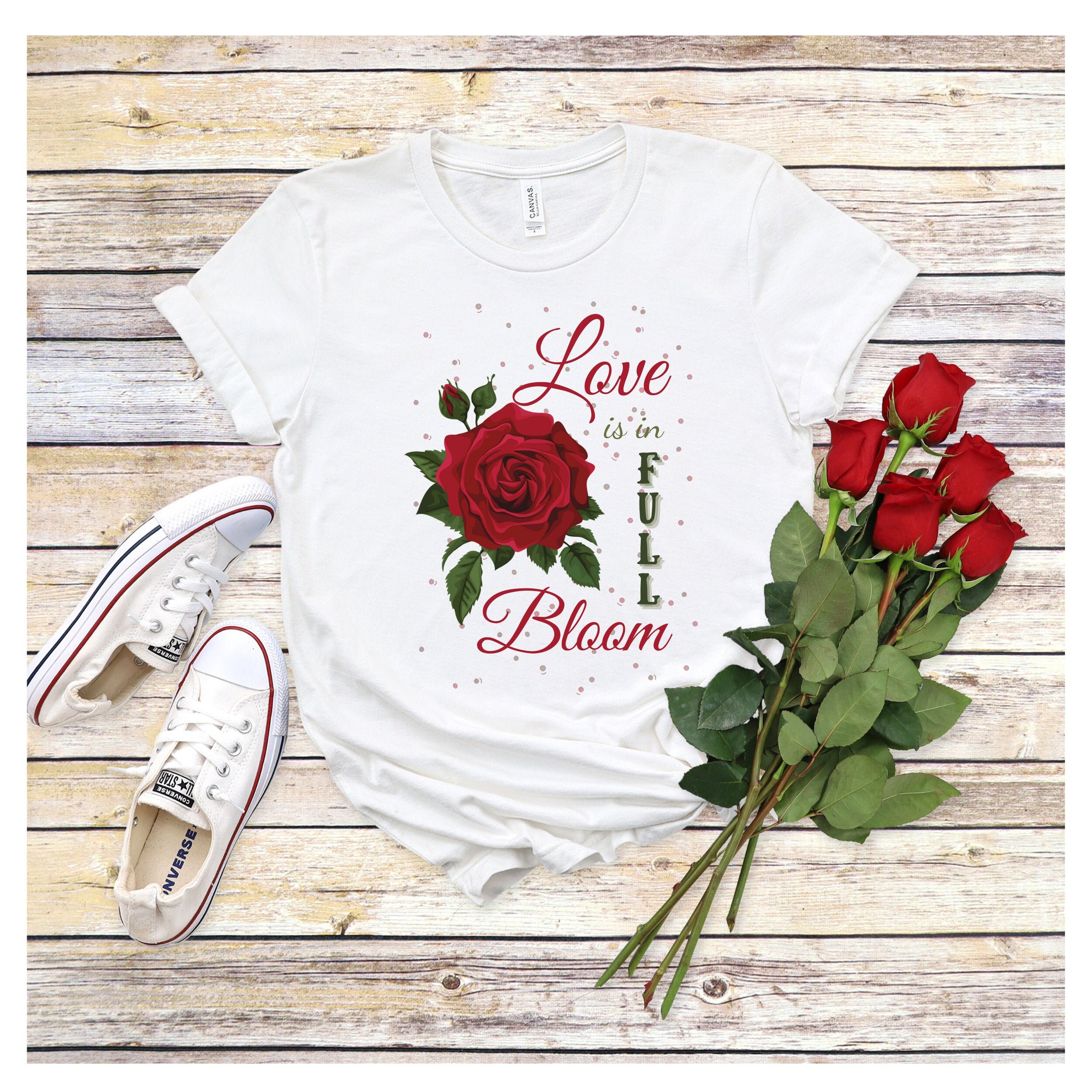 Women's Floral Apparel Red Rose Shirt Love is in Full | Etsy