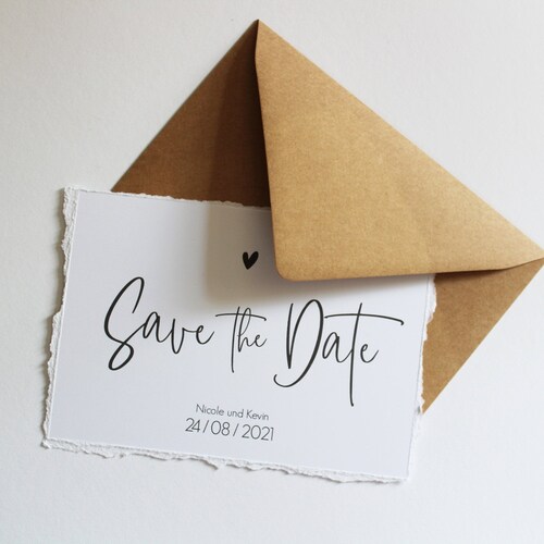 Simple Save the Date Cards Pretty Heart Save the Date Card - Etsy