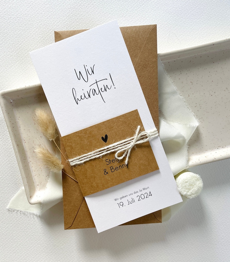 Wedding Invitation Kraft Paper DIN Long – Minimalist Invitation ...