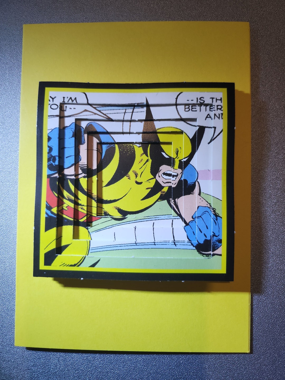 MARVEL Wolverine Handmade Decoupage Card on Yellow - Etsy