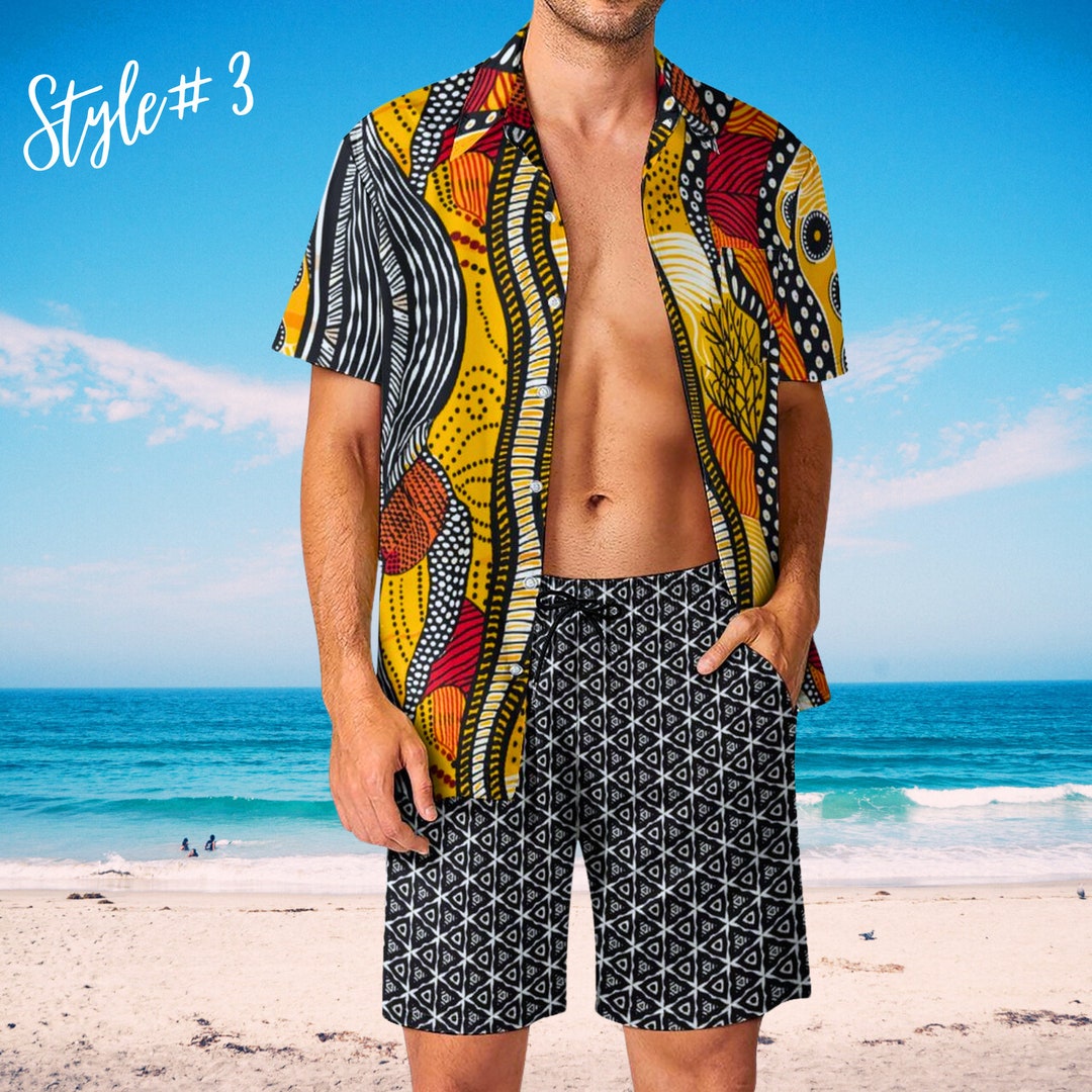 Summer Vacation Sets for Men, African Prints, Men Beach Clothes, Cruise ...