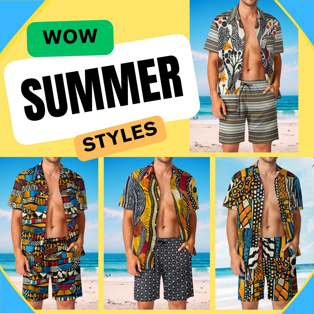 Summer Vacation Sets for Men, African Prints, Men Beach Clothes, Cruise ...