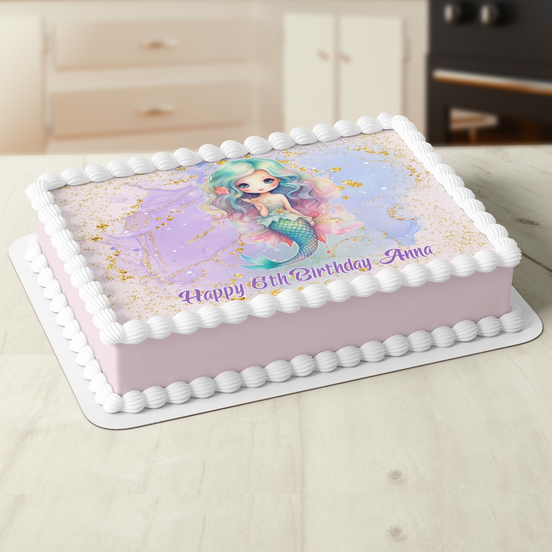Mermaid Under the Sea Edible Icing Fondant Cake Topper - Etsy