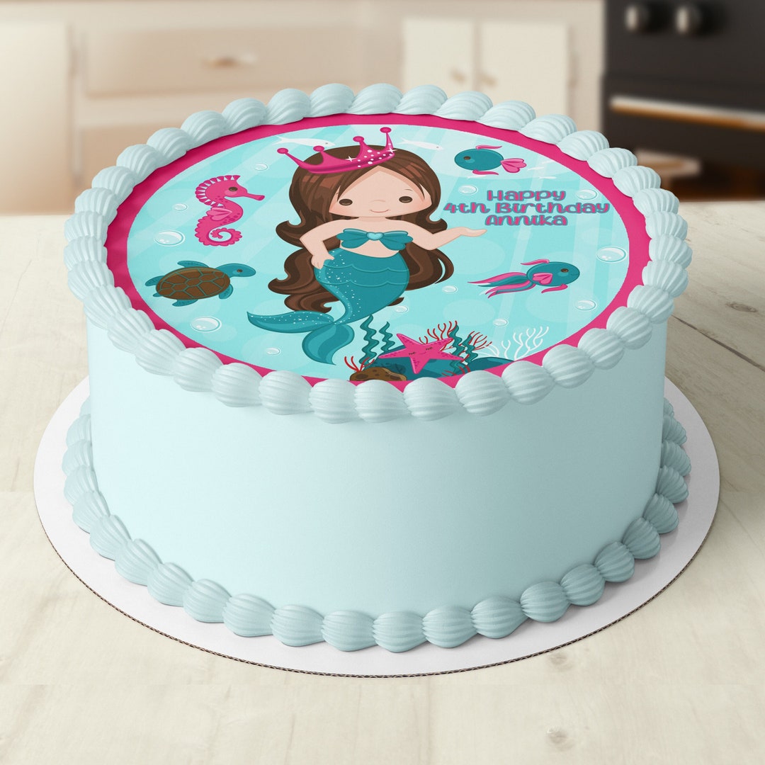 Under the Sea Mermaid Pre-cut Round Edible Icing Cake Topper - Etsy
