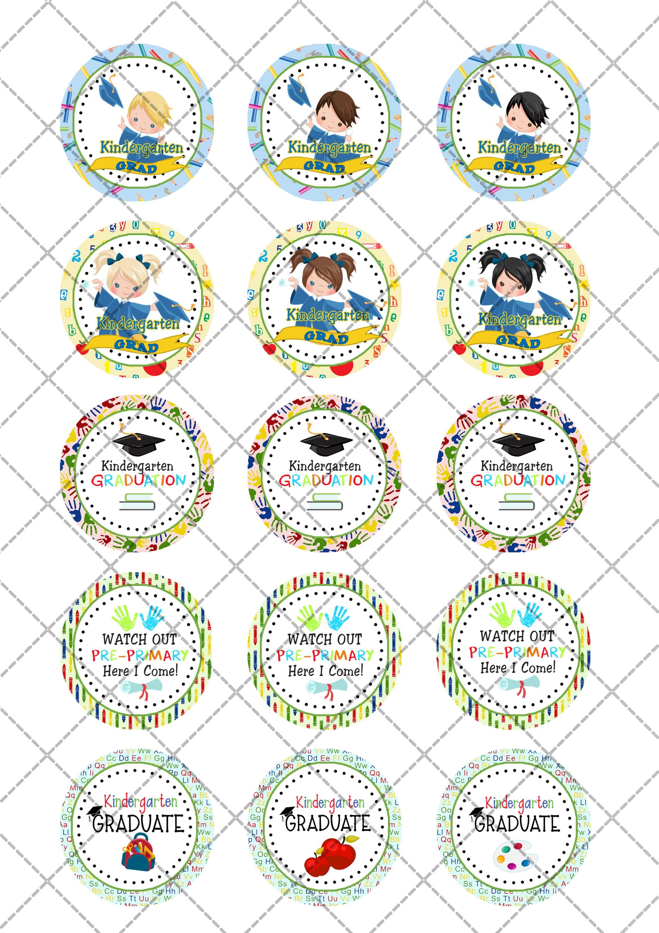 Kindergarten Kindy Graduate Grad Pre-cut Edible Icing Cupcake or Cookie ...