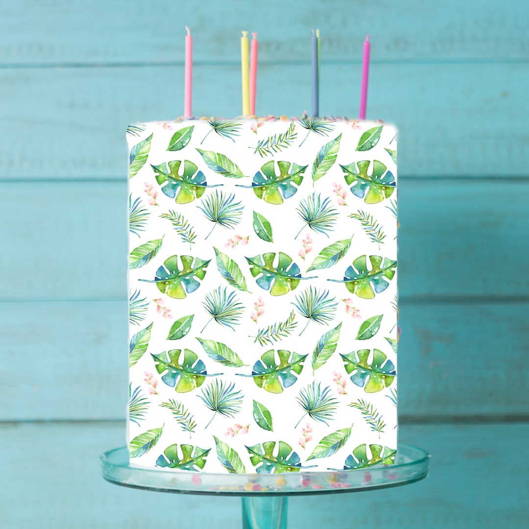 Fern Leaf Greenery Edible Icing Cake Wrap Topper - Etsy